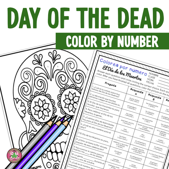 Dia De Los Muertos Color By Number El Día De Los Muertos / Day Of The