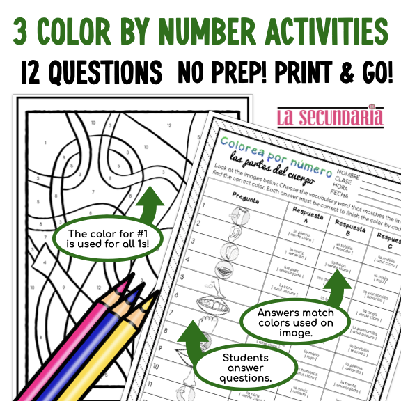 Body Parts Spanish Worksheet